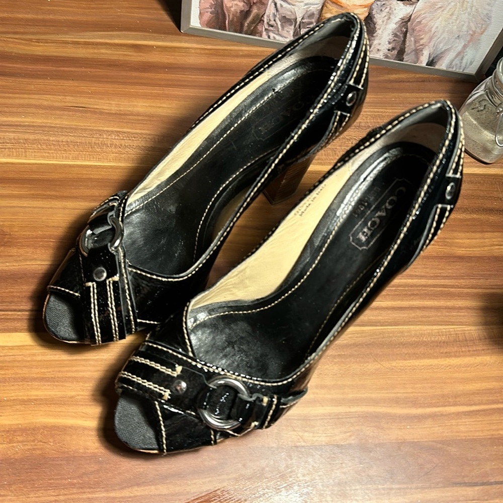 Coach Platform Patent Leather Heels - Gem